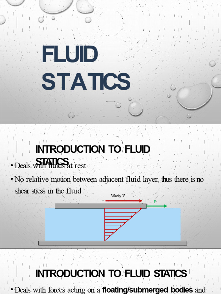 Lecture 3 Fluid Statics | PDF | Fluid | Force