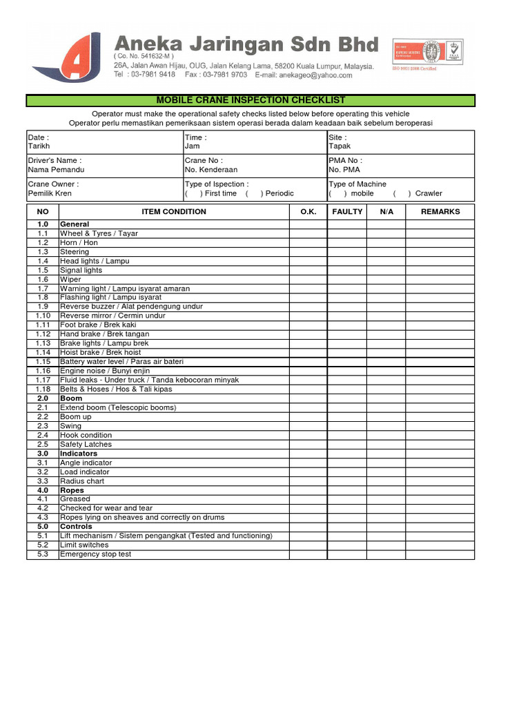 Ajsb She Form 006 | PDF | Crane (Machine) | Brake
