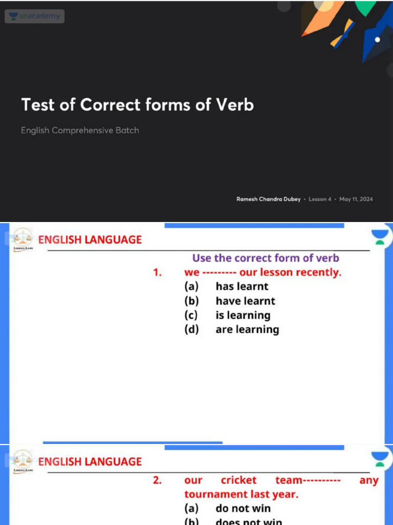 Correct Form of Verb | PDF