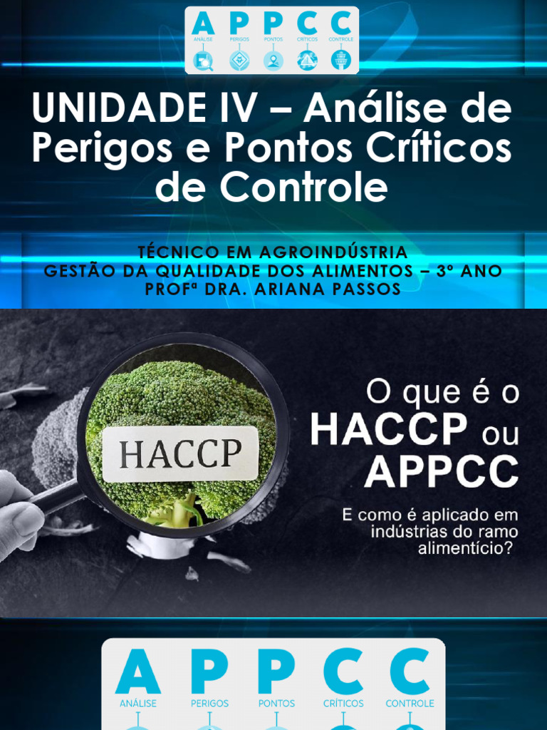 Gestão Da Qualidade Dos Alimentos - UNIDADE IV - Análise de Perigos e Pontos Críticos de ...