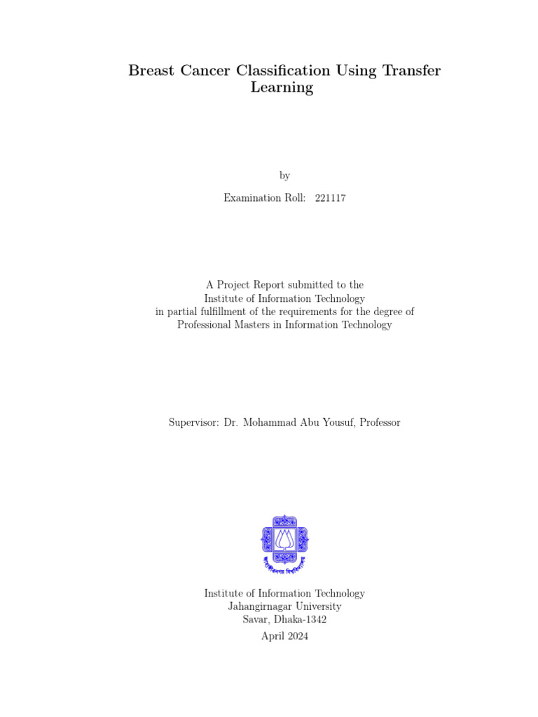 Breast Cancer Classification Using Transfer Learning | PDF | Machine Learning | Deep Learning