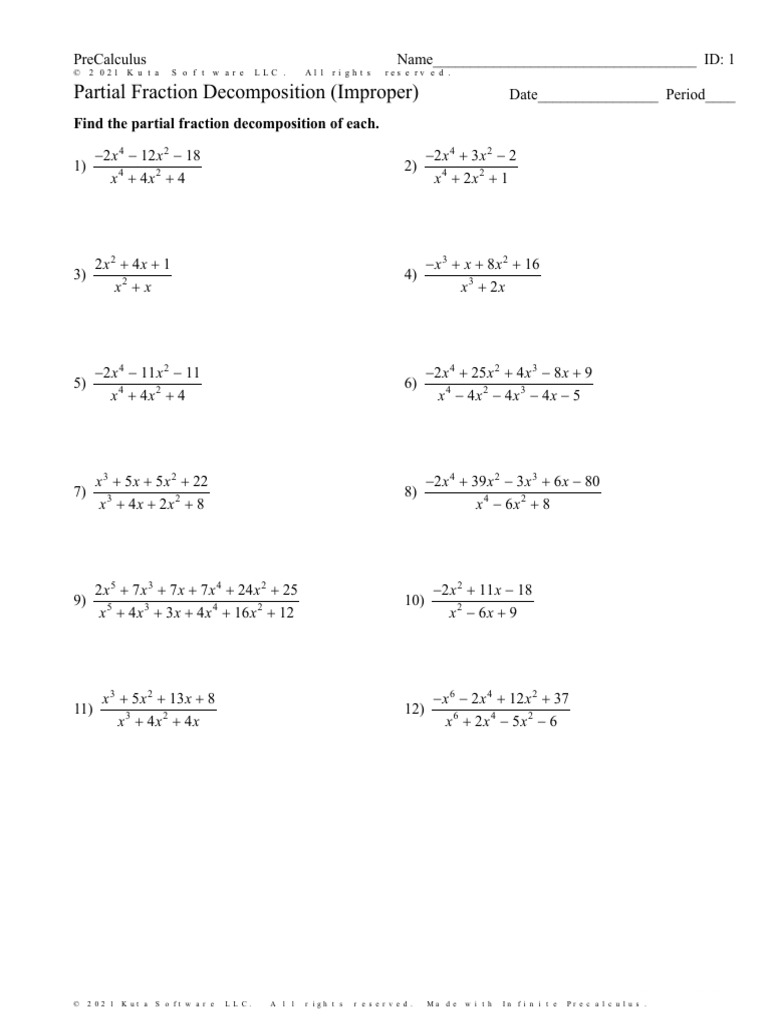Partial Fraction Decomposition Imp | PDF