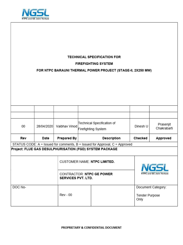 Technical Specification of Firefighting System | PDF | Specification (Technical Standard) | Sensor