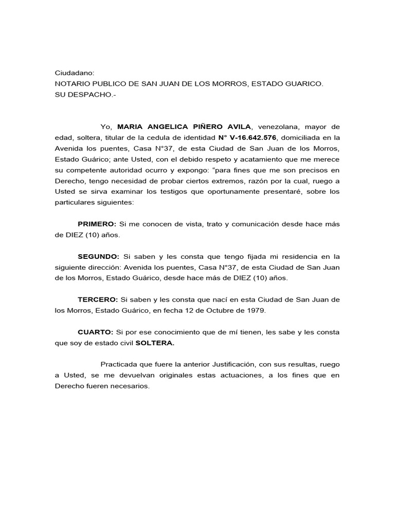 Carta de Solteria | PDF | Ciencias sociales | Derecho