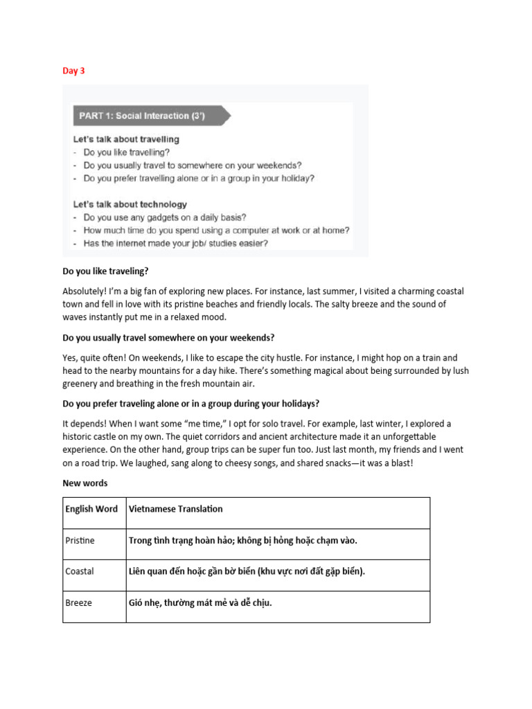 Day 3 - Answer Speaking Mẫu-Part 1 | PDF | Internet | Computing