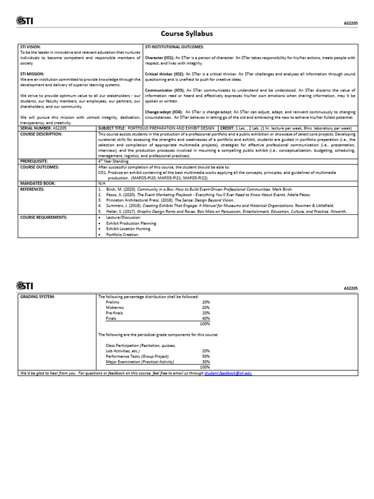 AS2205 - Portfolio Preparation and Exhibit Design | PDF | Lecture