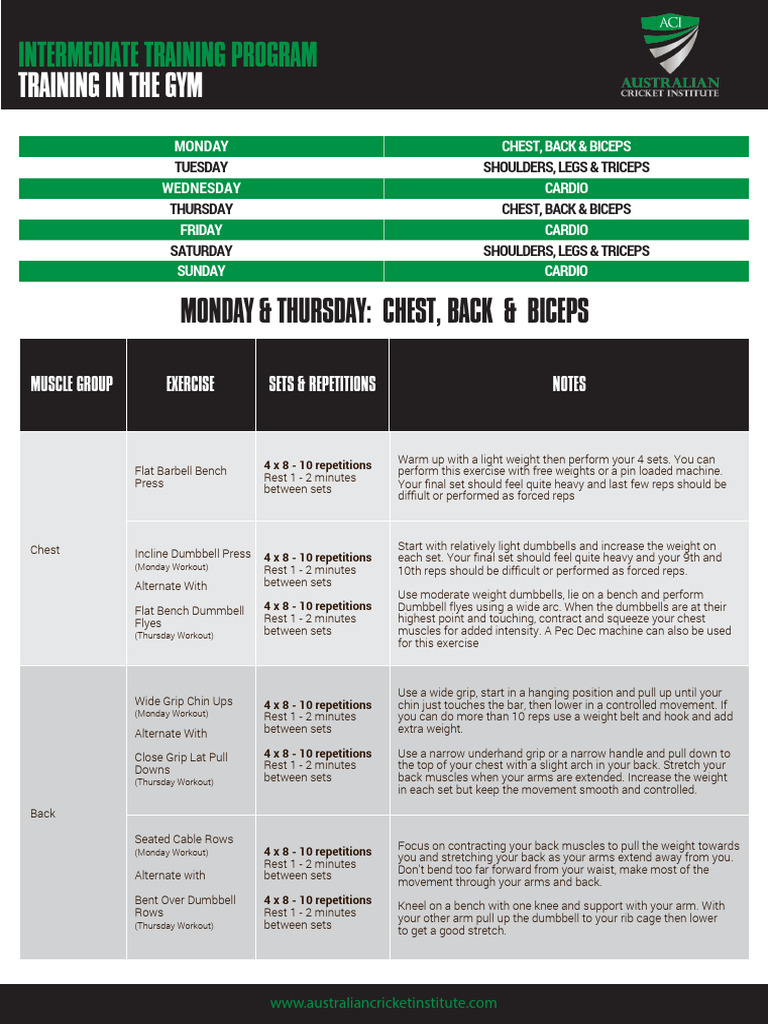 ACI_Intermediate_Training_in_the_Gym | PDF | Strength Training | Weight ...