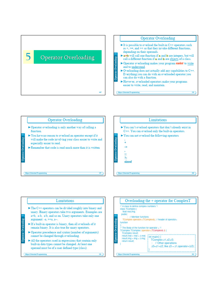 Blg252e - Mod05 - 6spp Operator Overloading | PDF | Software Engineering | Computer Science