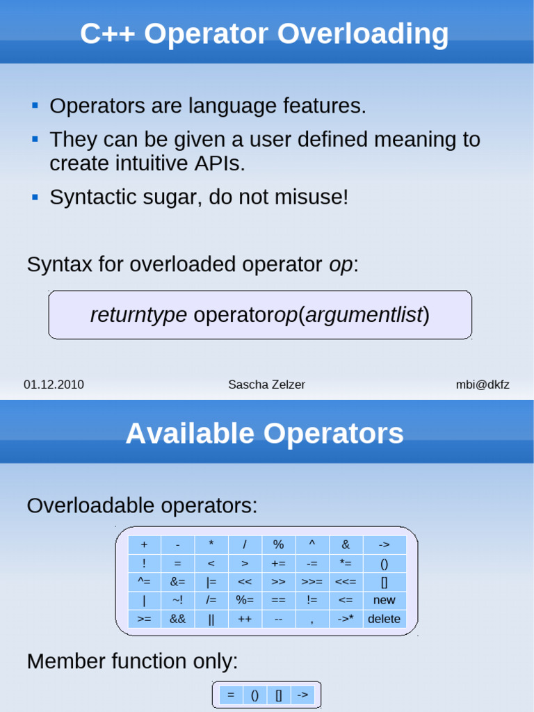 Lecture Summarized Operator Overloading | PDF | Software Development | C++ Lecture Summarized Operator Overloading | PDF | Software Development | C++
