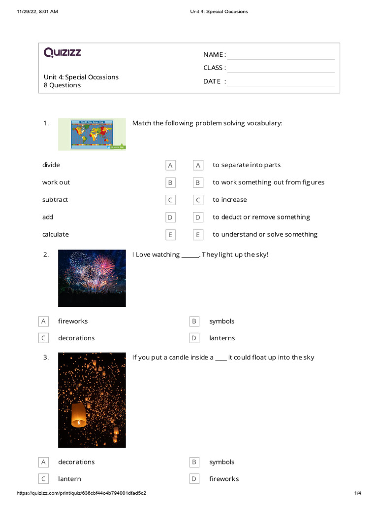 Grade 5 Unit 4-Special Occasions | PDF
