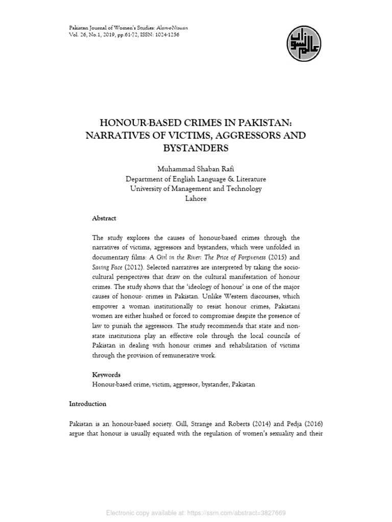 Honour-Based Crimes in Pakistan | PDF | Crimes | Crime & Violence