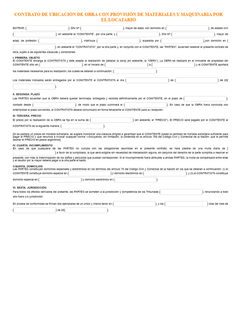 Contrato de Provision de Obra Con Provision de Materiales | PDF ... Contrato de Provision de Obra Con Provision de Materiales | PDF ...