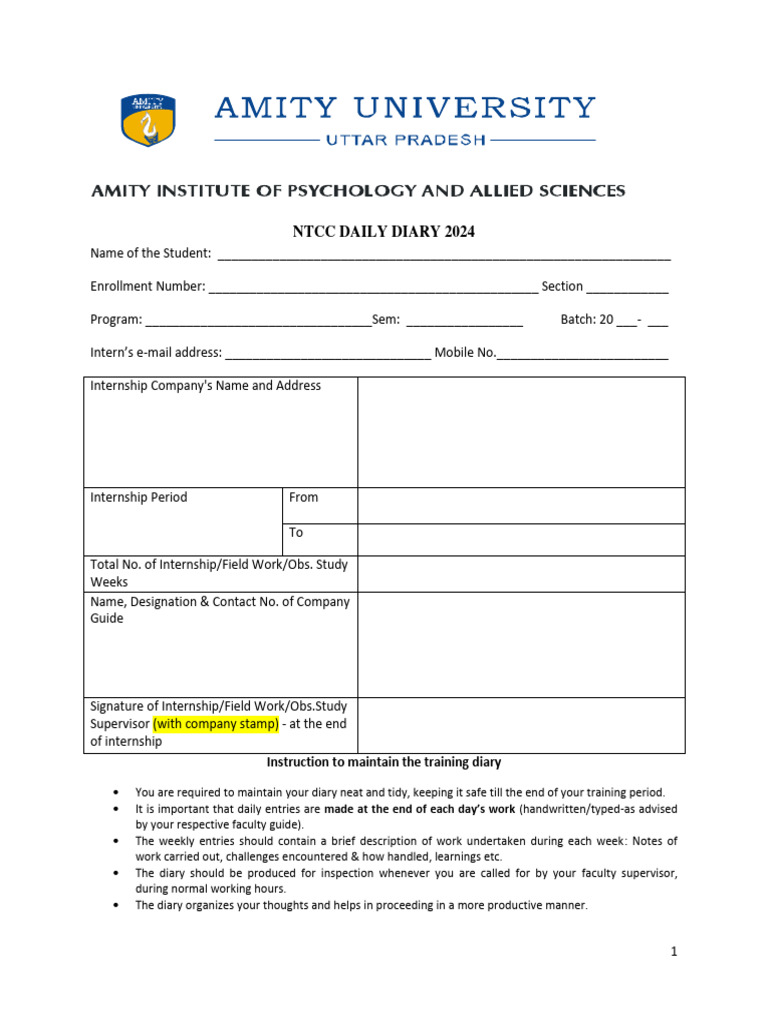P.G.summer Internship-Daily NTCC Diary | PDF