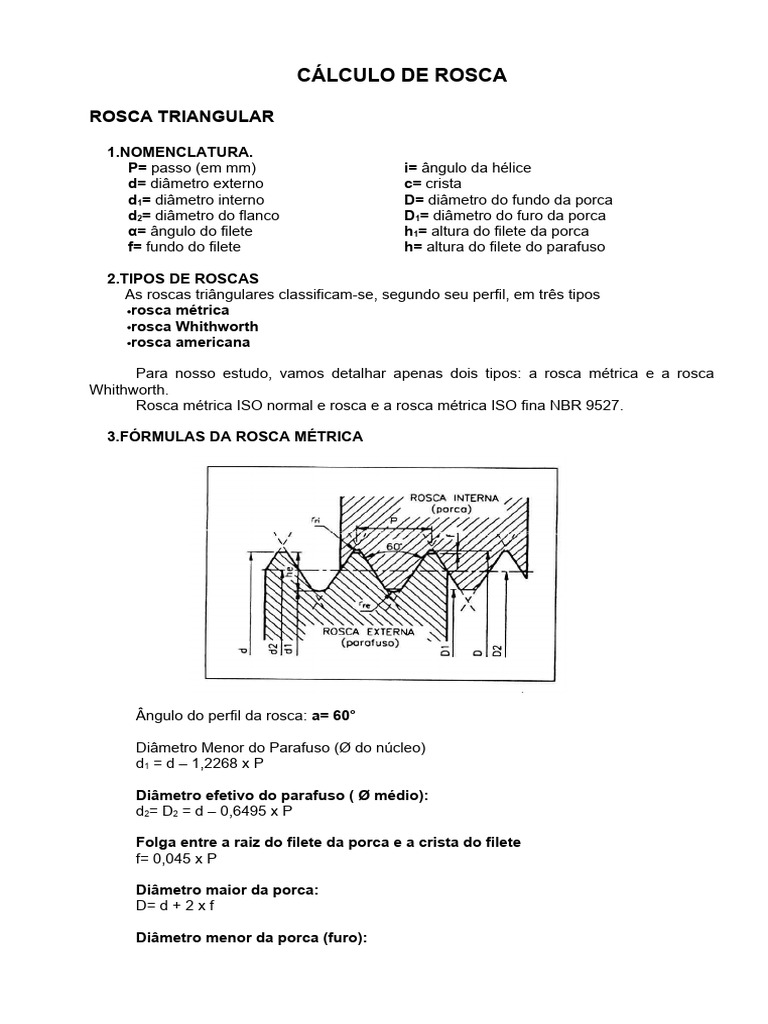 Cálculo de Rosca Triangular e Fórmulas | PDF | Casa e Jardim