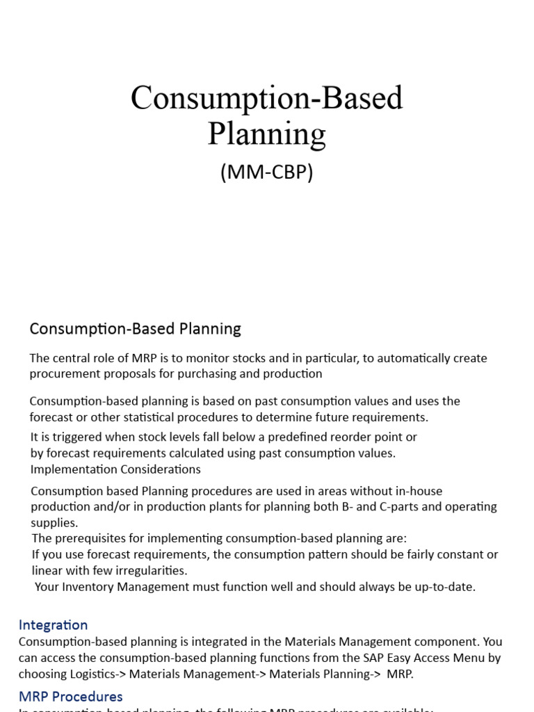 Consumption-Based Planning Guide | PDF | Forecasting | Procurement