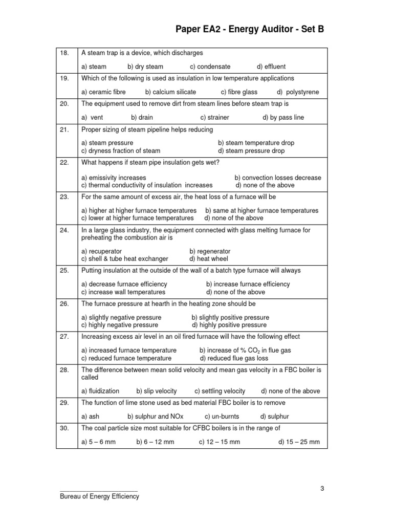 Energy Efficiency Exam Prep | PDF | Boiler | Steam