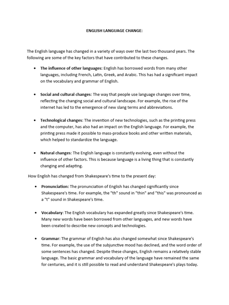 English Language Change | PDF | Linguistics | English Language
