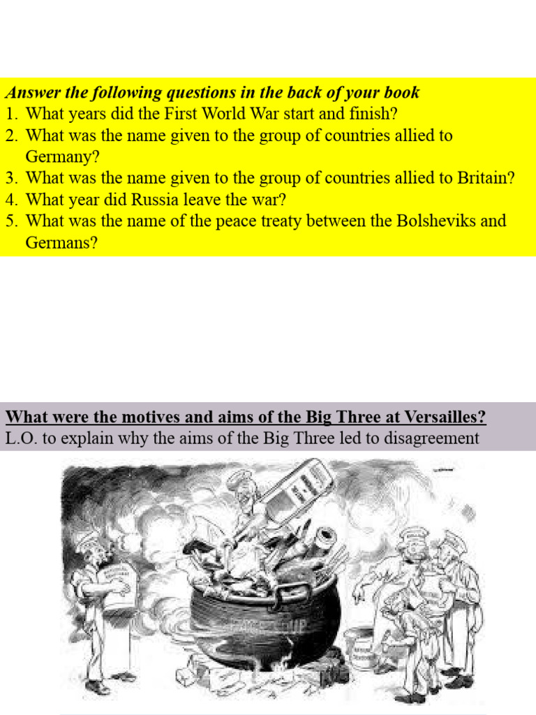 Aims of the Big Three at Versailles | PDF | Treaty Of Versailles ...