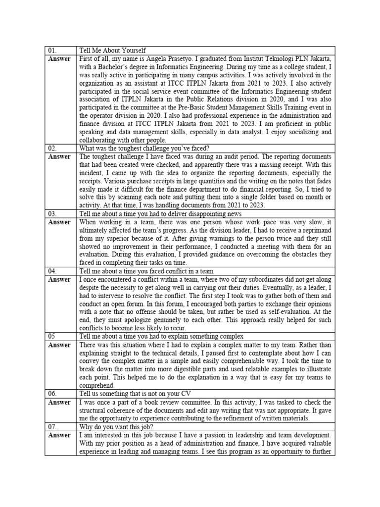 Skrip Interview - English | Download Free PDF | Cognition