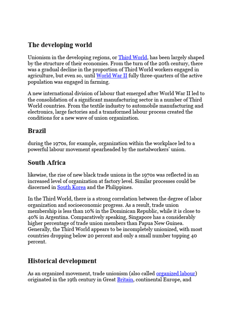 What Is Unionism in The World | PDF | Trade Union | American Federation ...