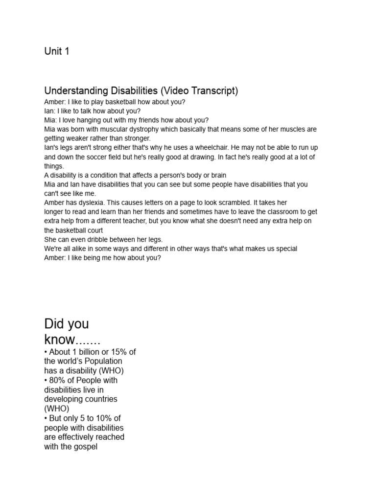 Understanding Disabilities | PDF | Disability | Jesus
