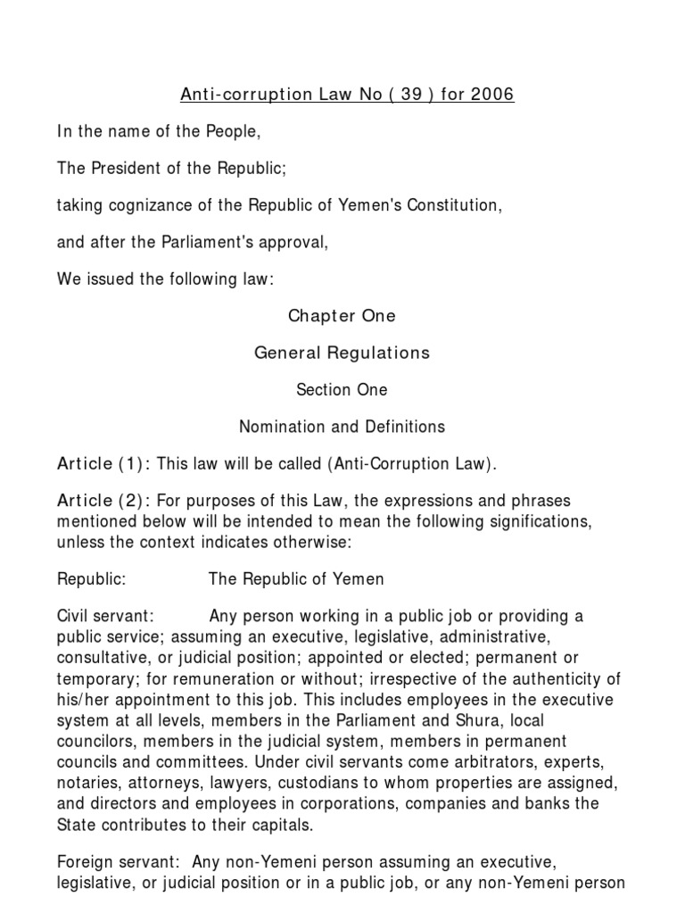 Anti-Corruption Law No. 39 (2006) | PDF | Corruption | Political Corruption