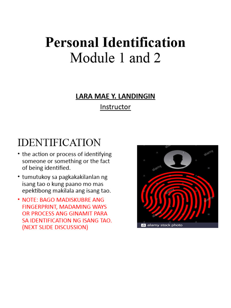 Personal Identification PPT MODULE 1 2 | PDF | Hand | Fingerprint