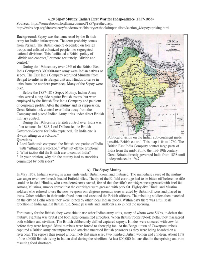 sepoy-mutiny | PDF | Indian Rebellion Of 1857 | British Raj