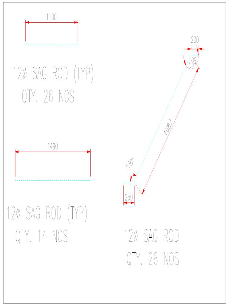12 MM Dia Sag Rod Details-Model | PDF