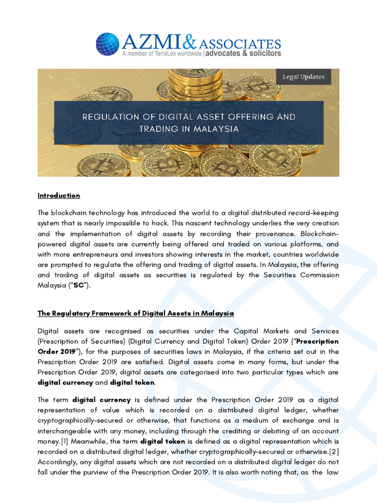 Regulation of Digital Asset Offering and Trading in Malaysia | PDF ...