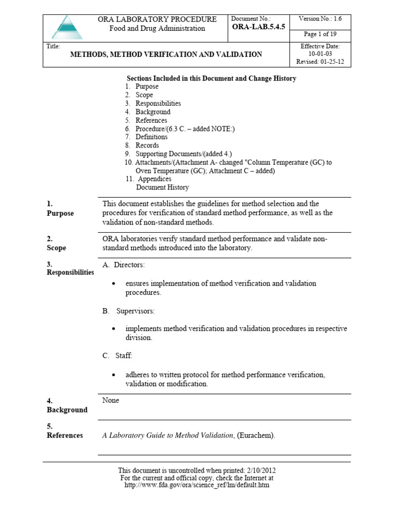 Method Verification and Validation (FDA) | PDF | High Performance ...