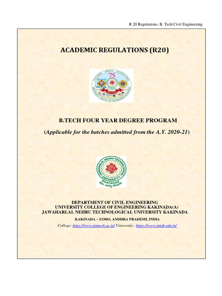 R20 B.Tech Civil Engineering Regulations | PDF | Art | Computers