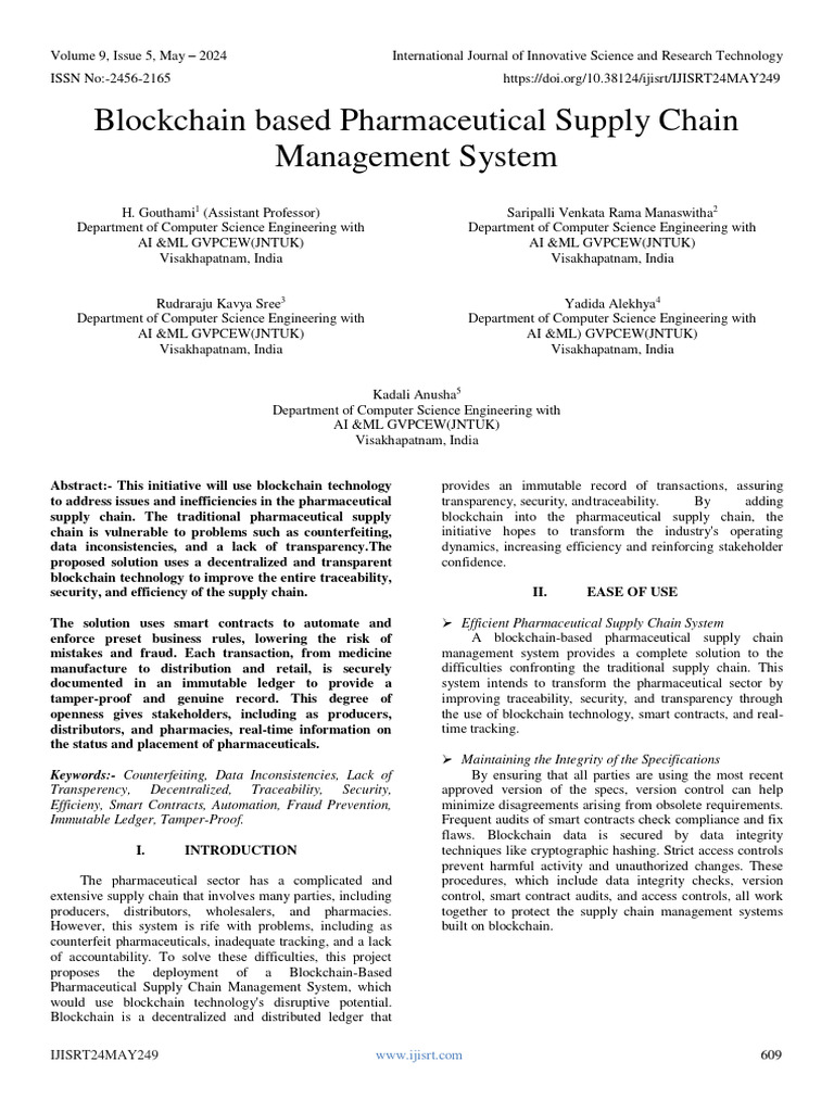 Blockchain in Pharma Supply Chain Management | PDF | Supply Chain | Computer Security