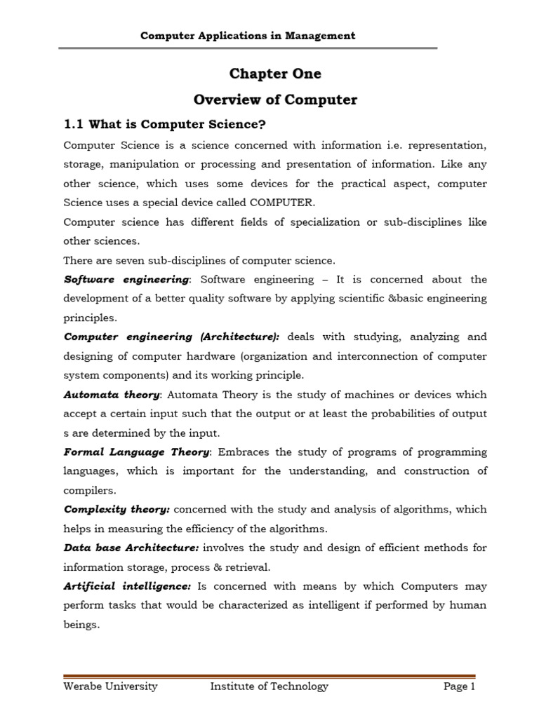 Chapter 1 | PDF | Computer Science | Central Processing Unit