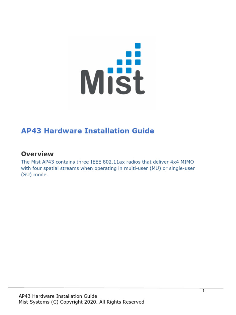 AP43 Mist Installation Guide | PDF | Electromagnetic Interference | Radio