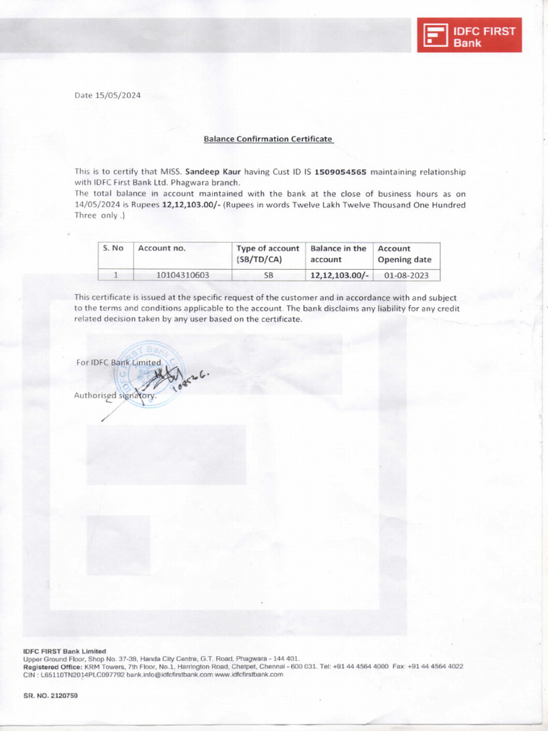Idfc First Bank Savings Account | PDF