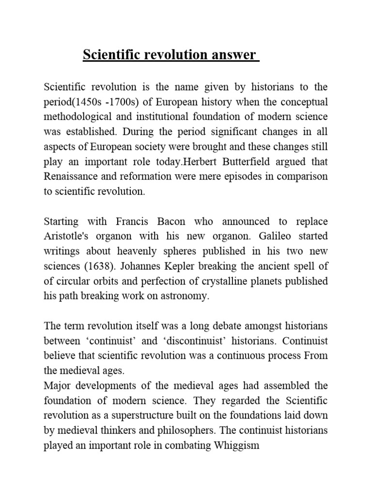 Scientific Revolution Answer | PDF | Scientific Revolution | Science