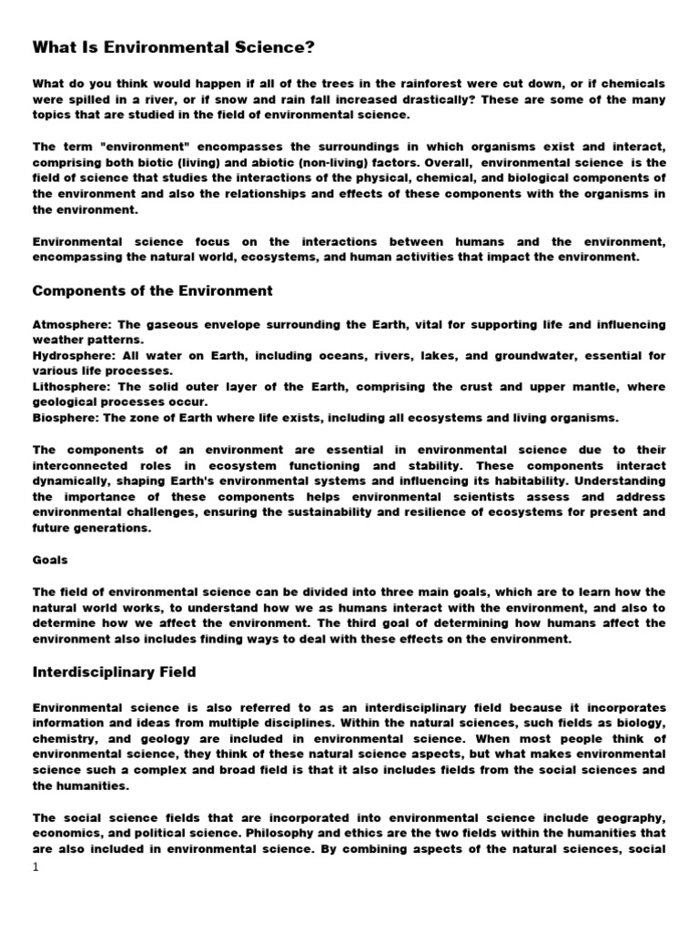 Understanding Environmental Science Basics | PDF | Natural Environment ...