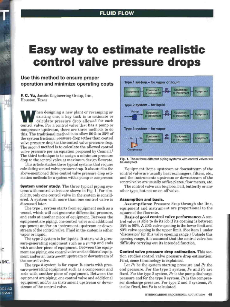 Easy Wat To Estimate Realistic Control Valve Pressure Drops | PDF