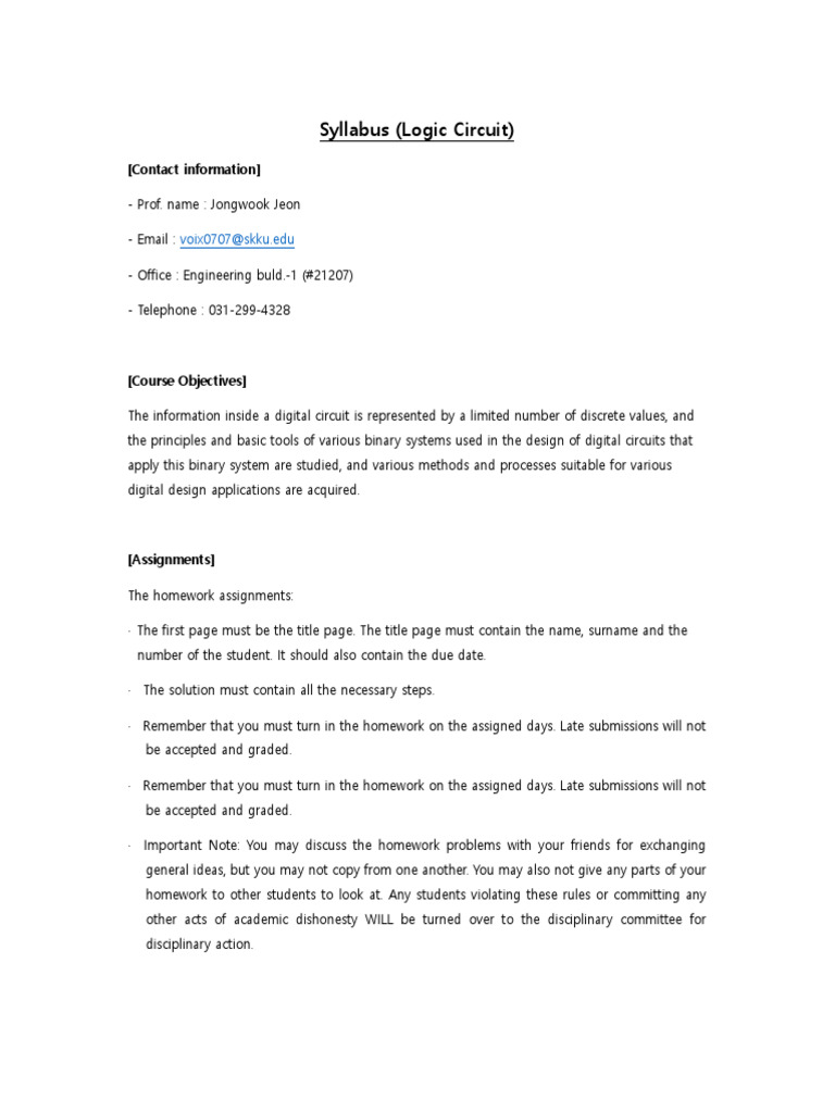 Syllabus (Logic Circuit) | PDF | Logic Gate | Logic Synthesis Syllabus (Logic Circuit) | PDF | Logic Gate | Logic Synthesis