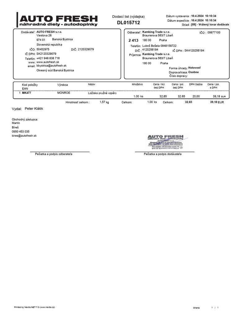 Dodaci List dl015712 | PDF