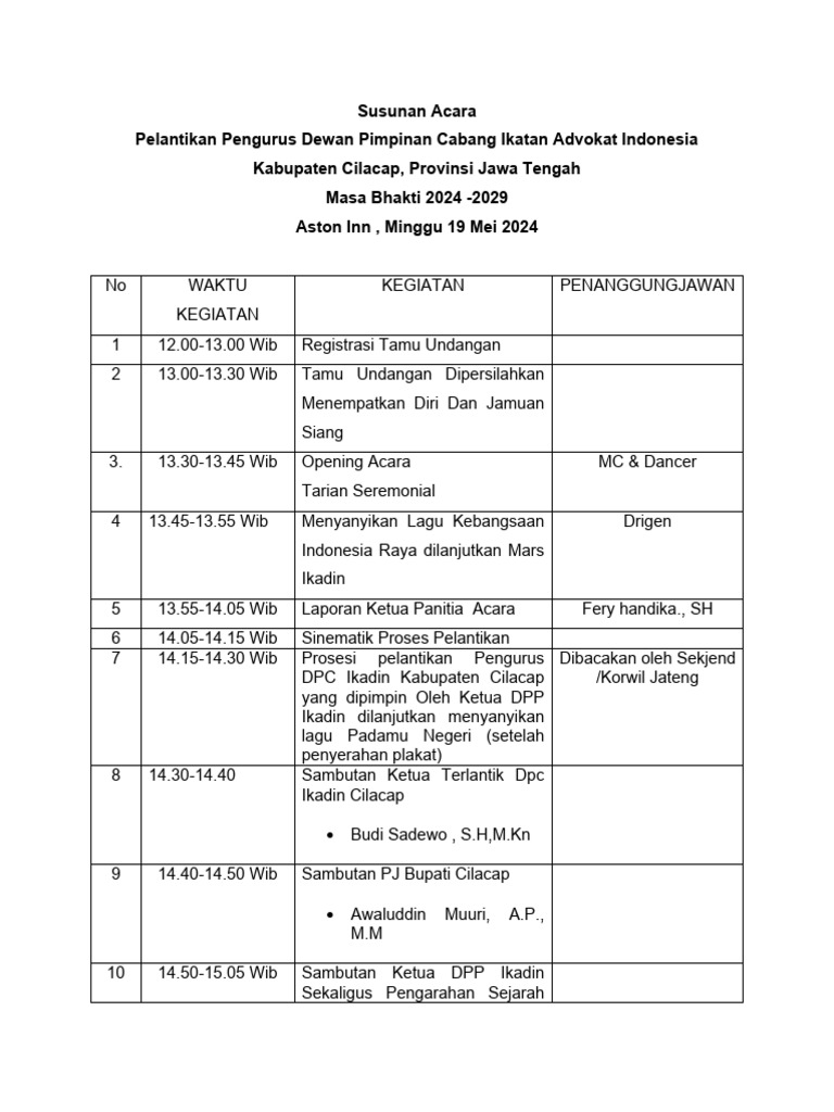 Lampiran (Susunan Acara) - 1 | PDF
