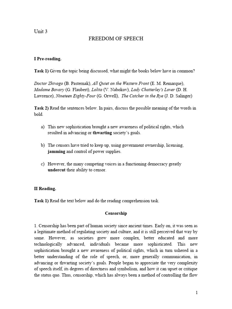 Understanding Censorship and Free Speech | PDF | Censorship | Freedom ...