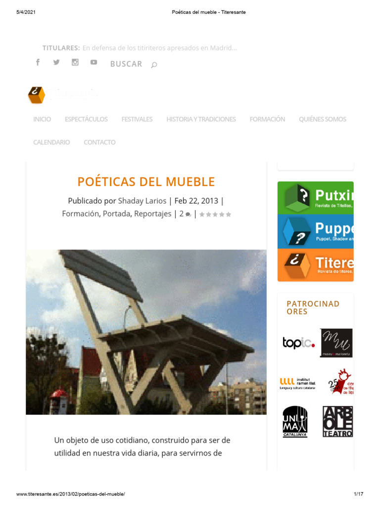 Poéticas Del Mueble - Titeresante Fragmentos | PDF | Mueble