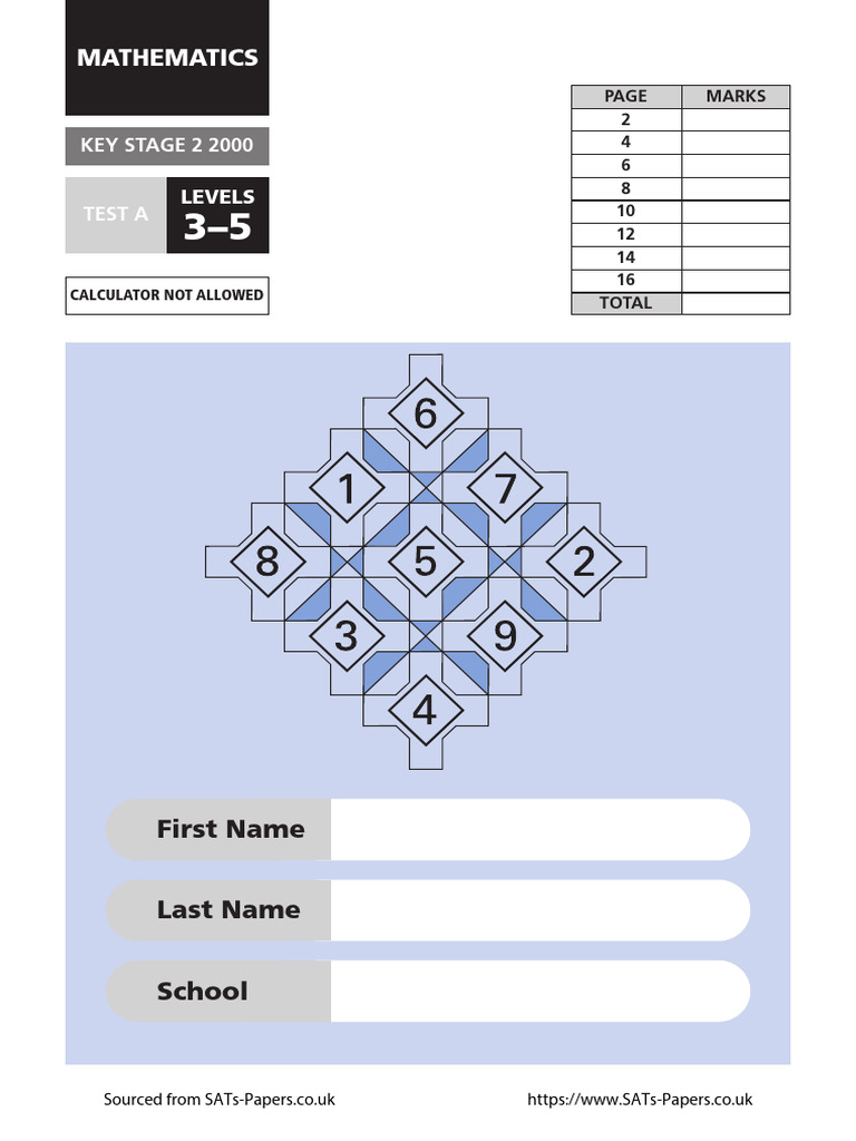Ks2 Mathematics 2000 Test A | PDF