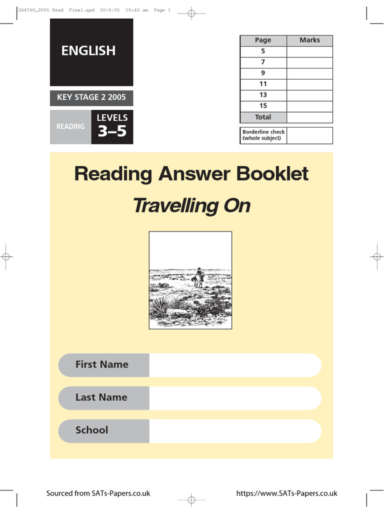 Ks2 English 2005 Reading Answer Booklet | PDF | Question | Cowboys