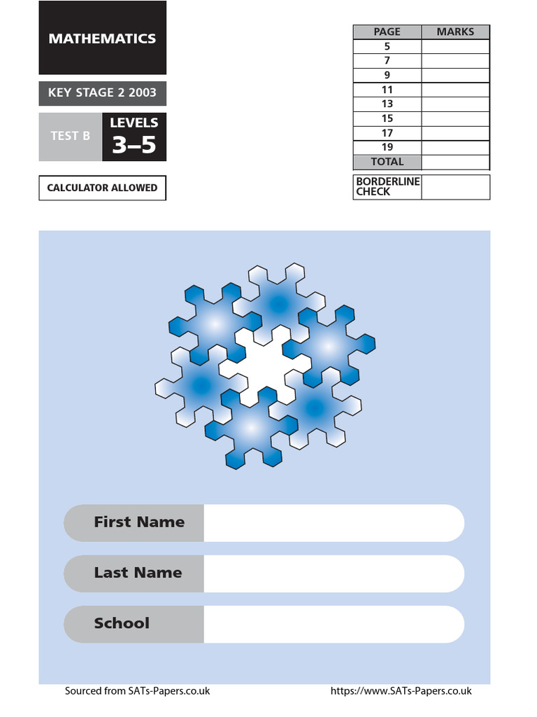 Ks2 Mathematics 2003 Test B | PDF | Mathematics