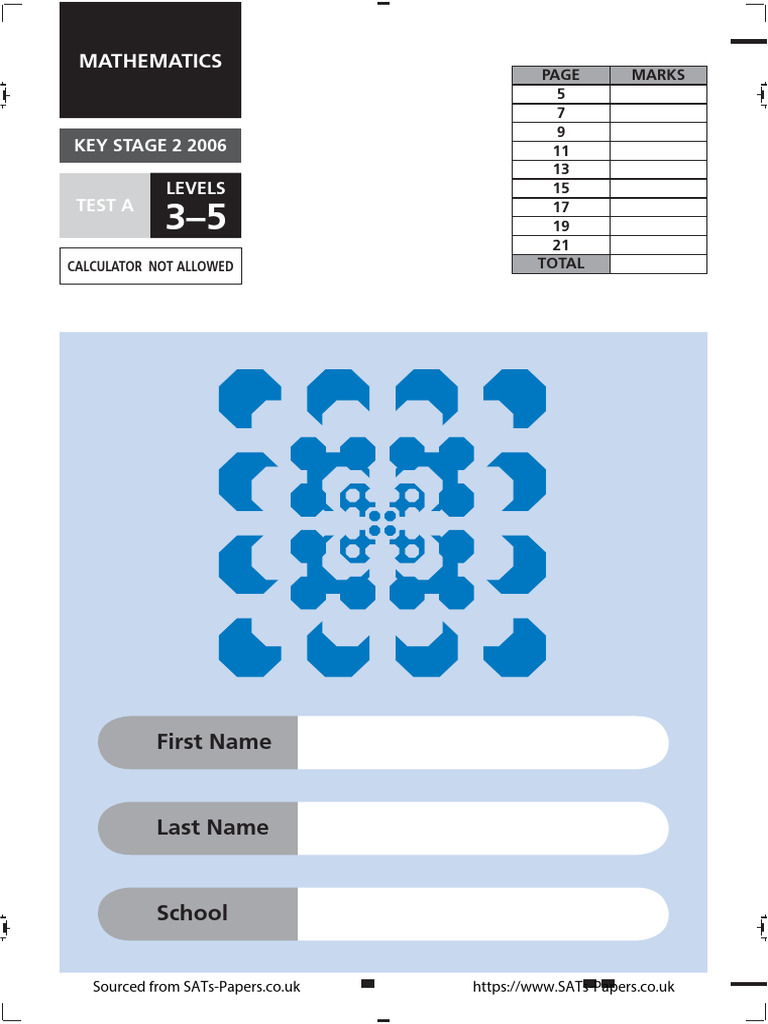 Ks2 Mathematics 2006 Test A | PDF | Mathematics