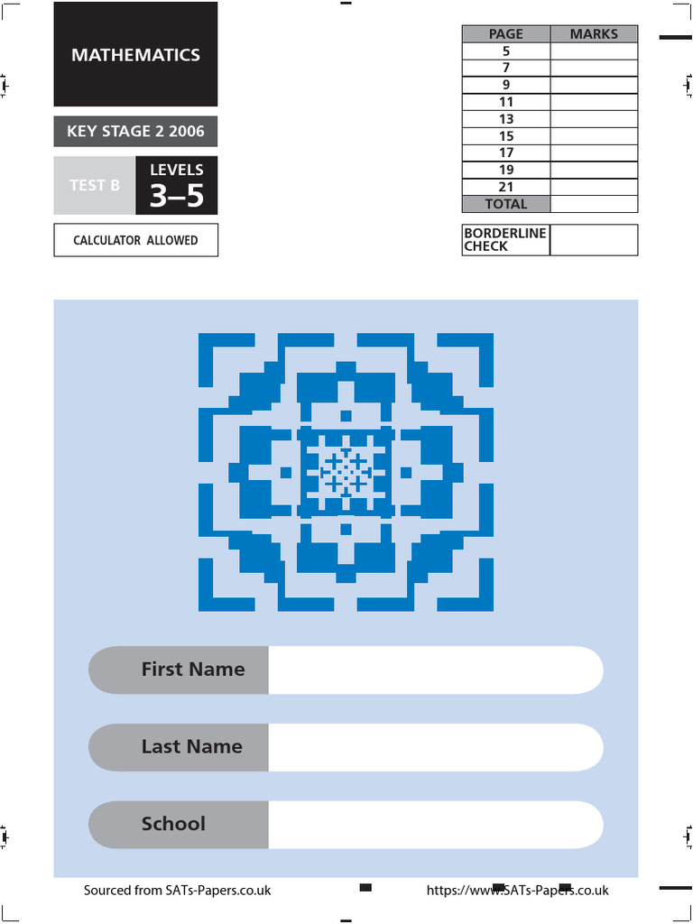 Ks2 Mathematics 2006 Test B | PDF | Sneakers | Area