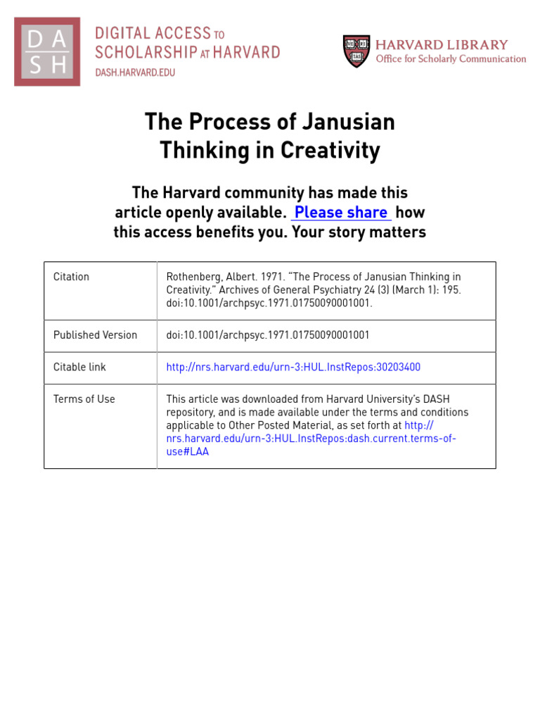 The Process of Janusian Thinking in Creativity | PDF | Psychoanalysis ...